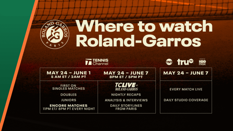 Où regarder Roland Garros 2026 sur Tennis Channel, TNT, HBO Max et ...